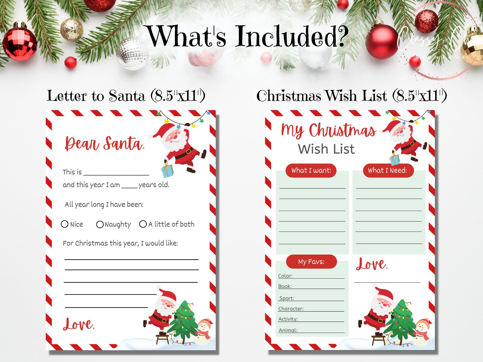 Instant Download Letter to Santa Christmas Wish List Santa - Etsy