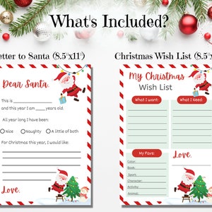 Instant Download Letter to Santa, Christmas Wish List, Santa Letter ...