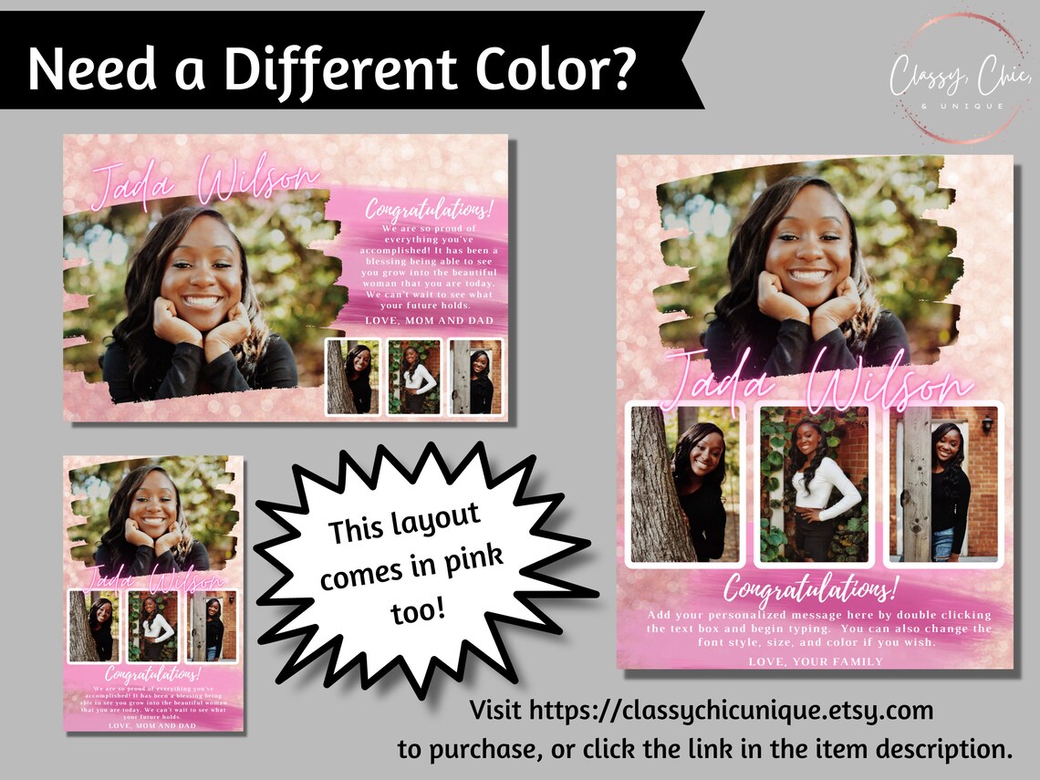 Senior Yearbook Ad Template Bundle, Full Page Senior Ad, Half Page ...