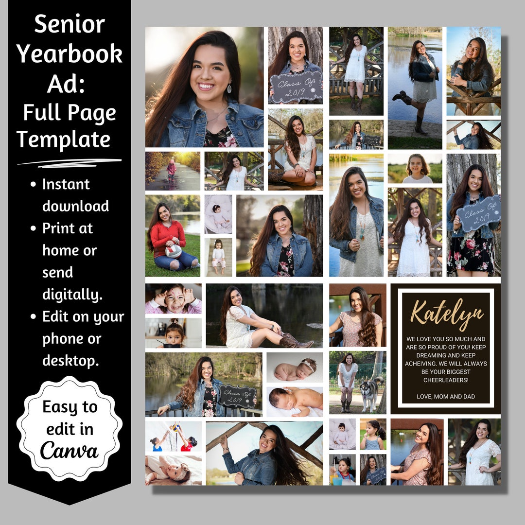 Full Page Senior Yearbook Ad Template, Yearbook Ad Full Page, Senior ...