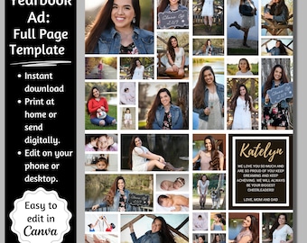 Full Page Senior Yearbook Ad Template, Yearbook Full Page, 8.5x11 ...