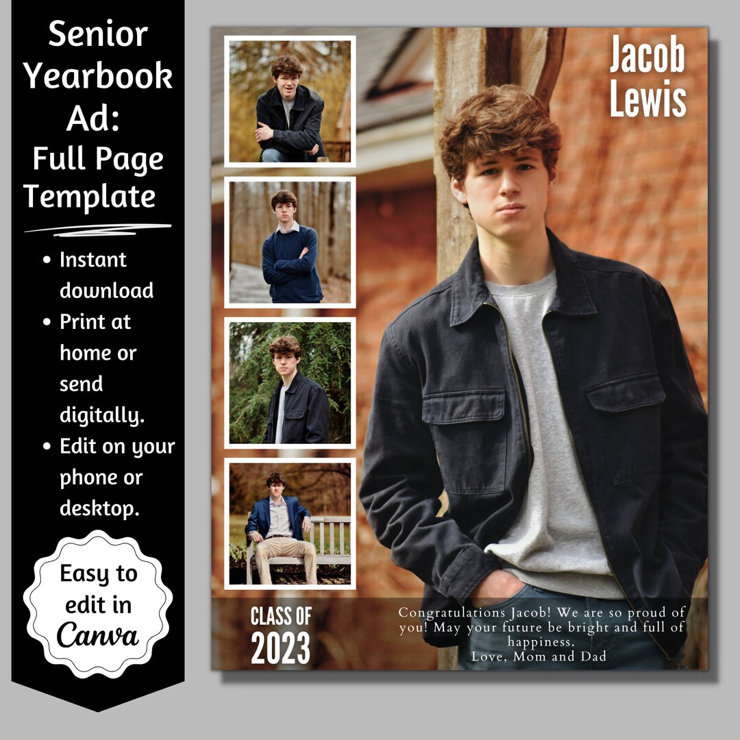 Full Page Senior Yearbook Ad Template, Yearbook Ad Full Page, Senior ...