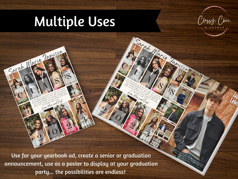 Full Page Senior Yearbook Ad, Editable Canva Template, 8.5" X 11" Photo ...