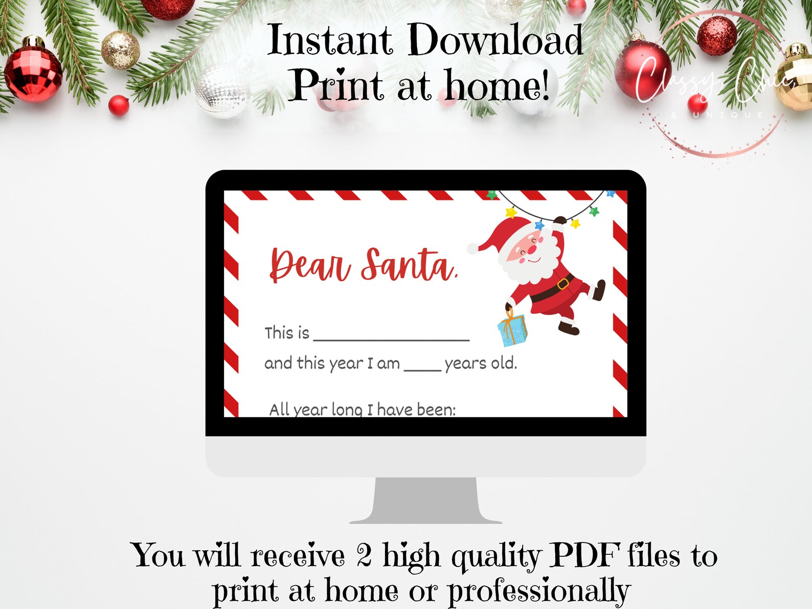 Instant Download Letter to Santa Christmas Wish List Santa - Etsy