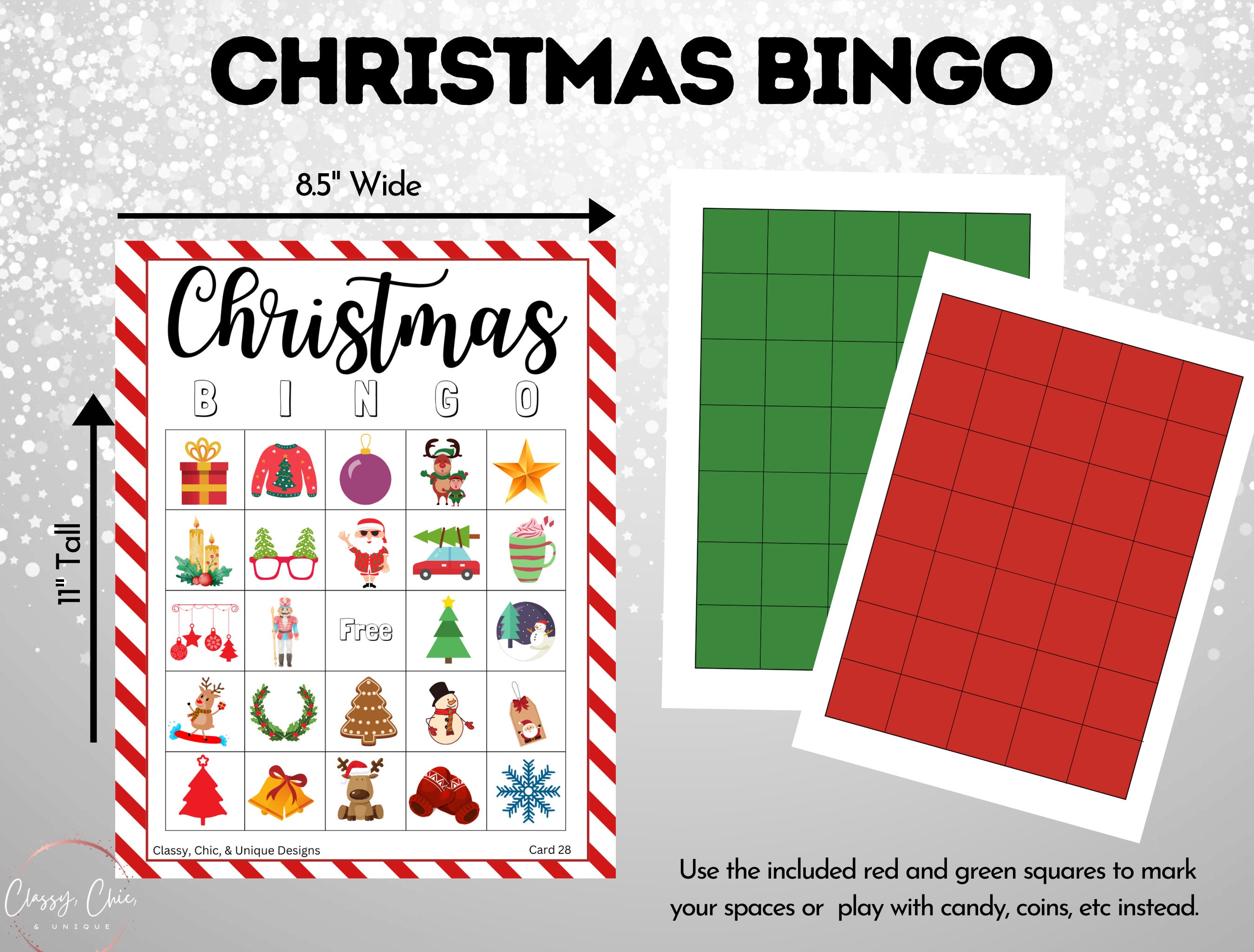 Christmas Bingo 30 Unique Bingo Cards Kids' Christmas - Etsy