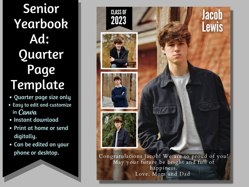 Senior Yearbook Ad Quarter Page Senior Yearbook Ad Senior - Etsy