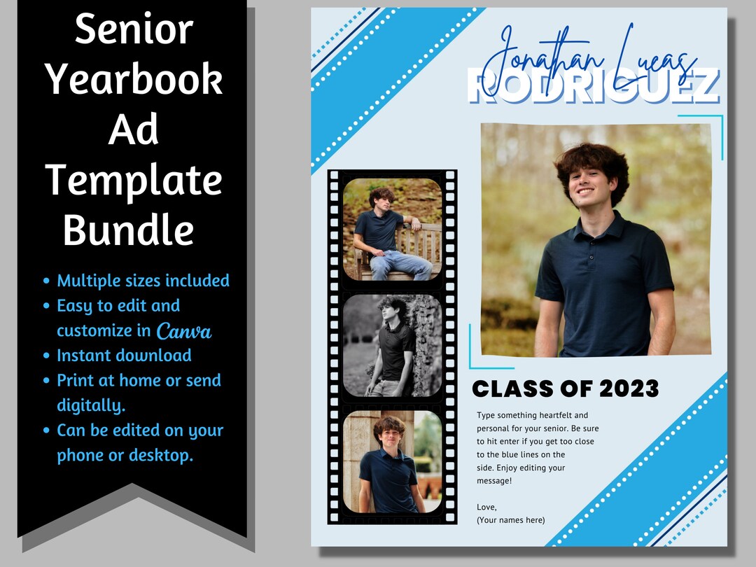 Senior Yearbook Ad Template Bundle Full Page Senior Ad Half - Etsy