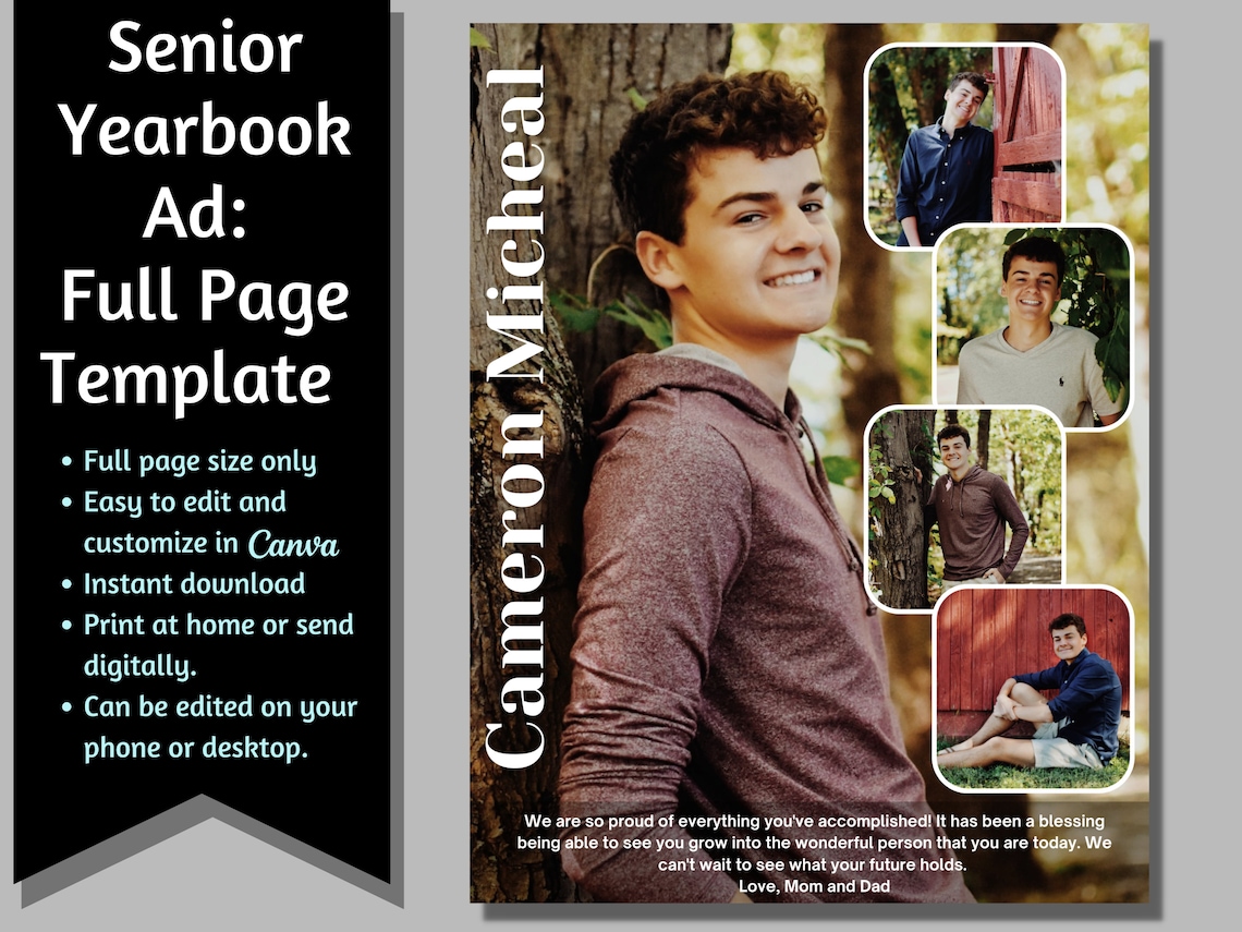 Full Page Senior Yearbook Ad Template Yearbook Ad Full Page - Etsy