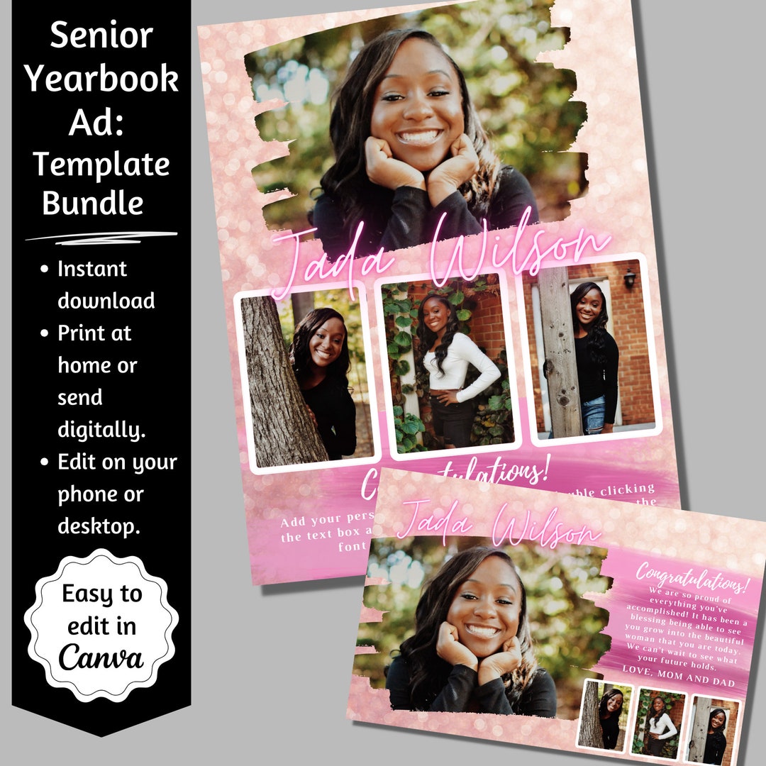 Senior Yearbook Template, Full Page Yearbook Ad, Yearbook Ad Template ...