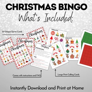 Christmas Bingo, 30 Unique Bingo Cards, Kids' Christmas Activity ...
