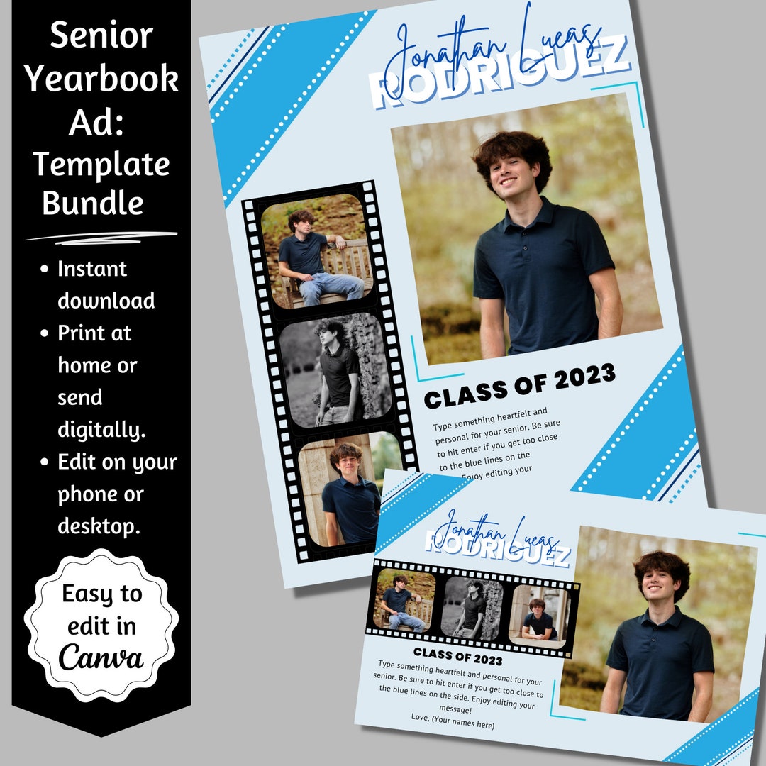Senior Yearbook Ad Template Bundle, Full Page Senior Ad, Half Page ...