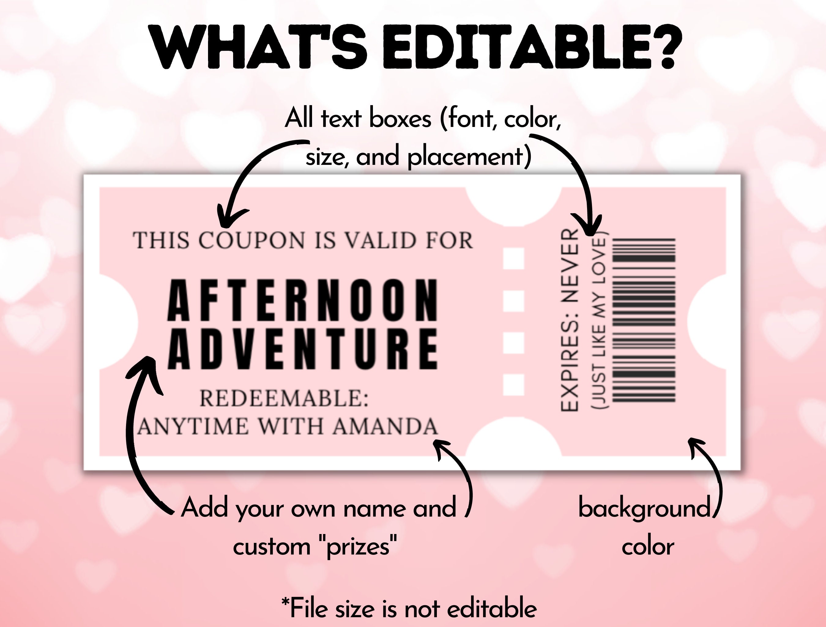 Editable Love Coupons, Printable Coupon Book, Personalized Gifts ...