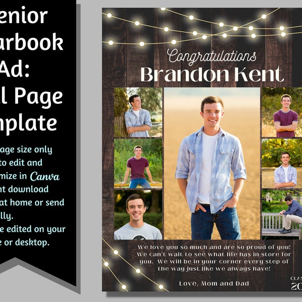 Senior Yearbook Half Page Ad Template - Etsy