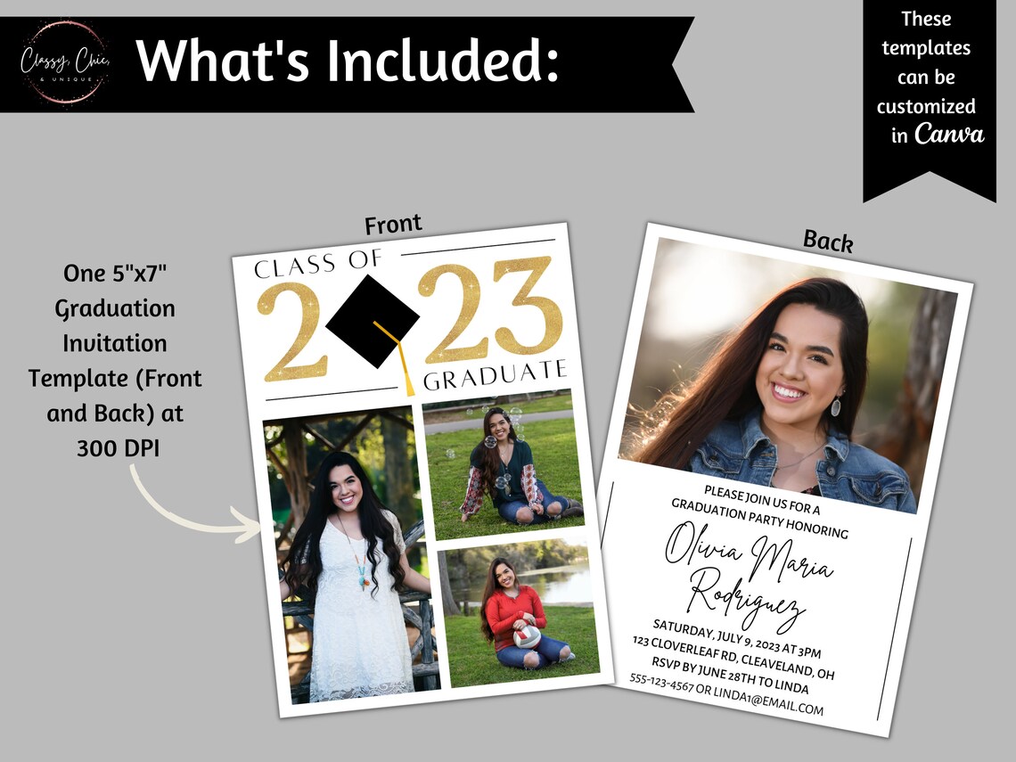 Editable Graduation Party Invitations, Graduation Invitation Canva ...