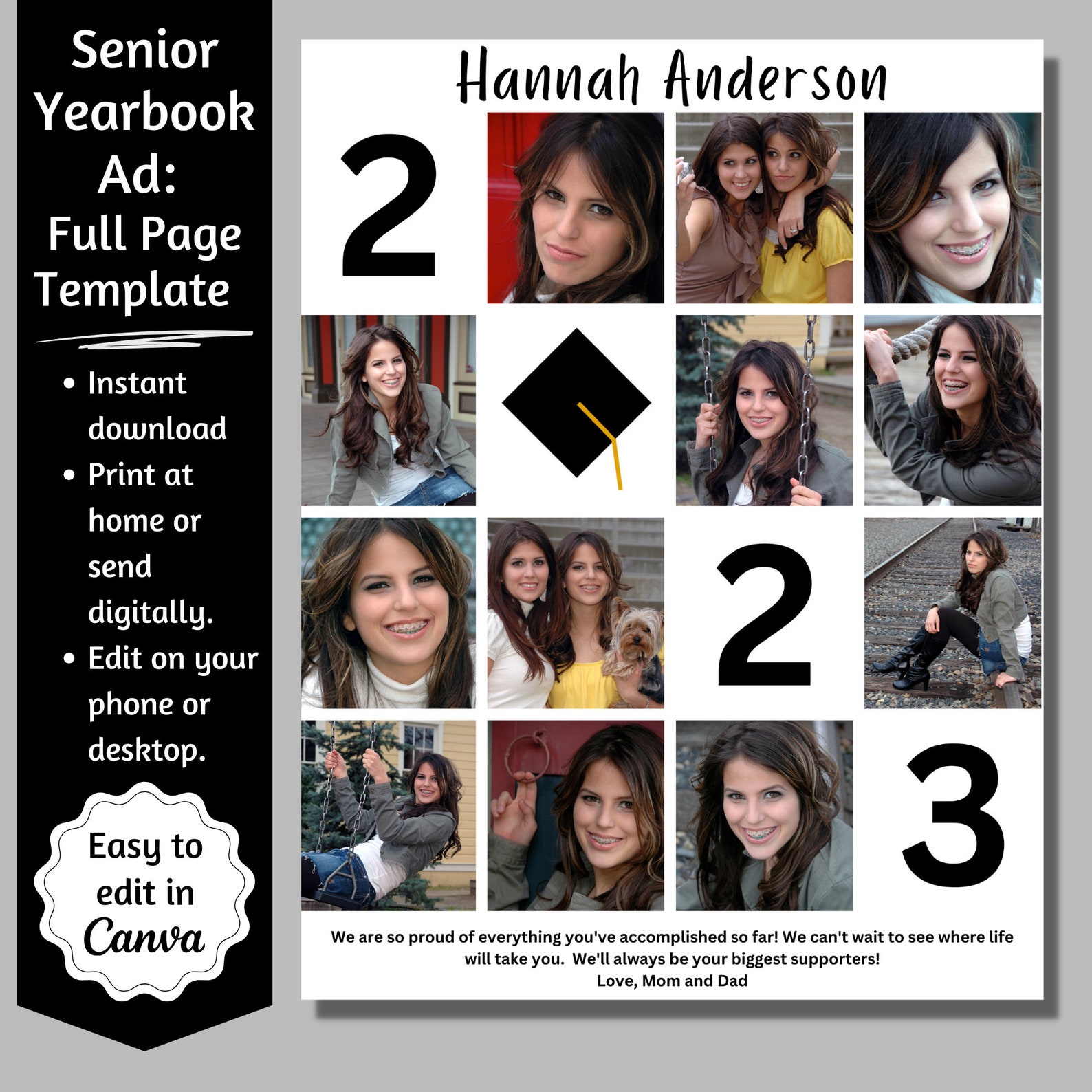Full Page Senior Yearbook Ad Template, Yearbook Ad Full Page, Senior ...
