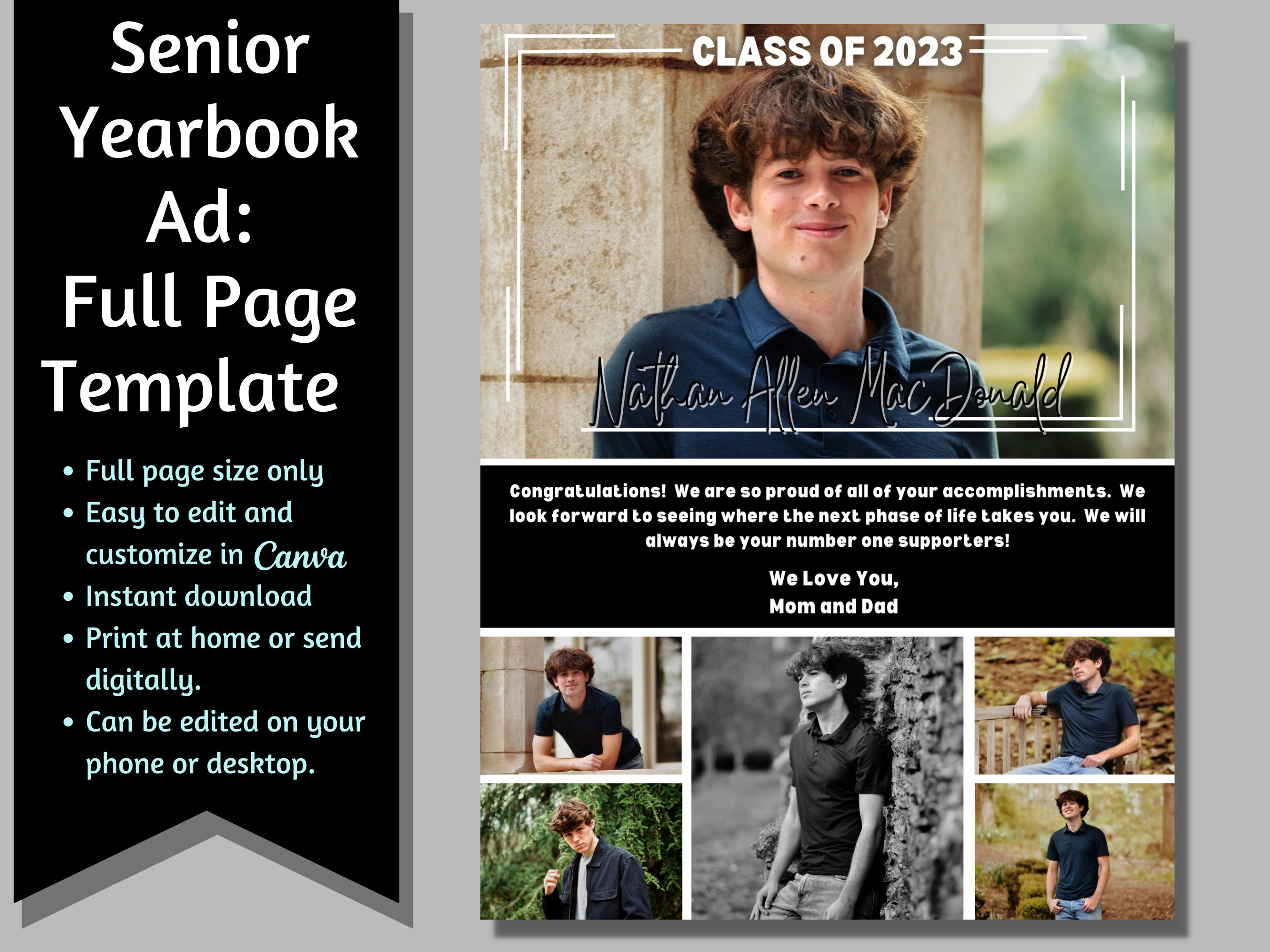 Full Page Senior Yearbook Ad Template Yearbook Ad Full Page - Etsy