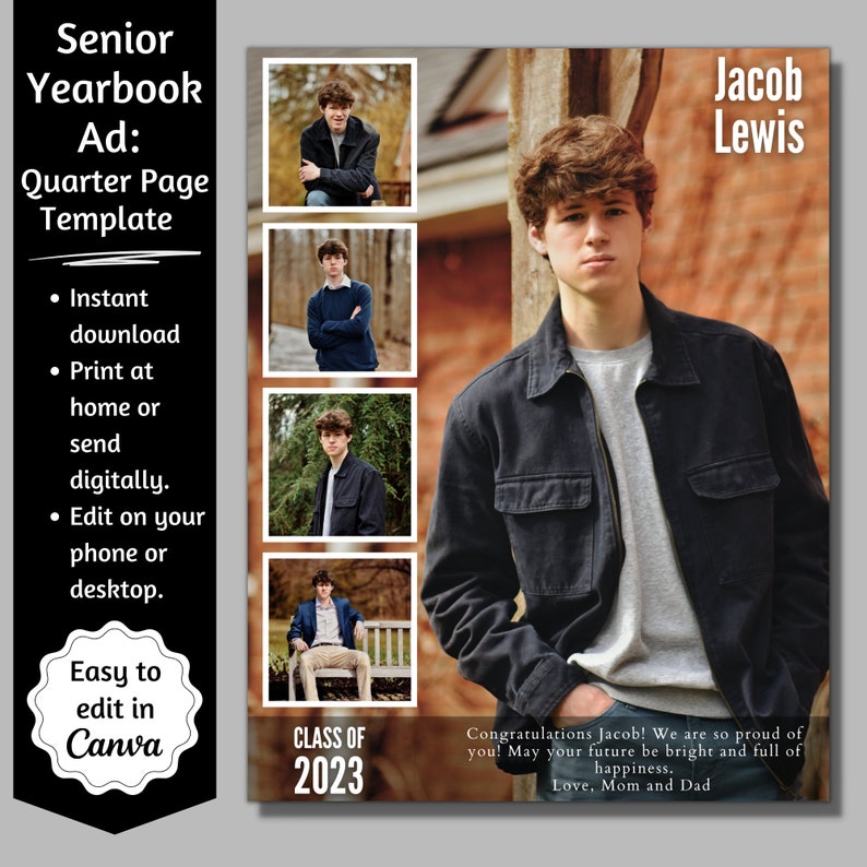 Senior Yearbook Ad, Quarter Page Senior Yearbook Ad, Senior Tribute Ad ...