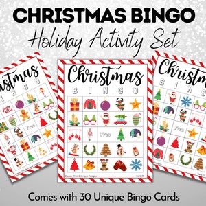 Christmas Bingo 30 Unique Bingo Cards Kids' Christmas - Etsy