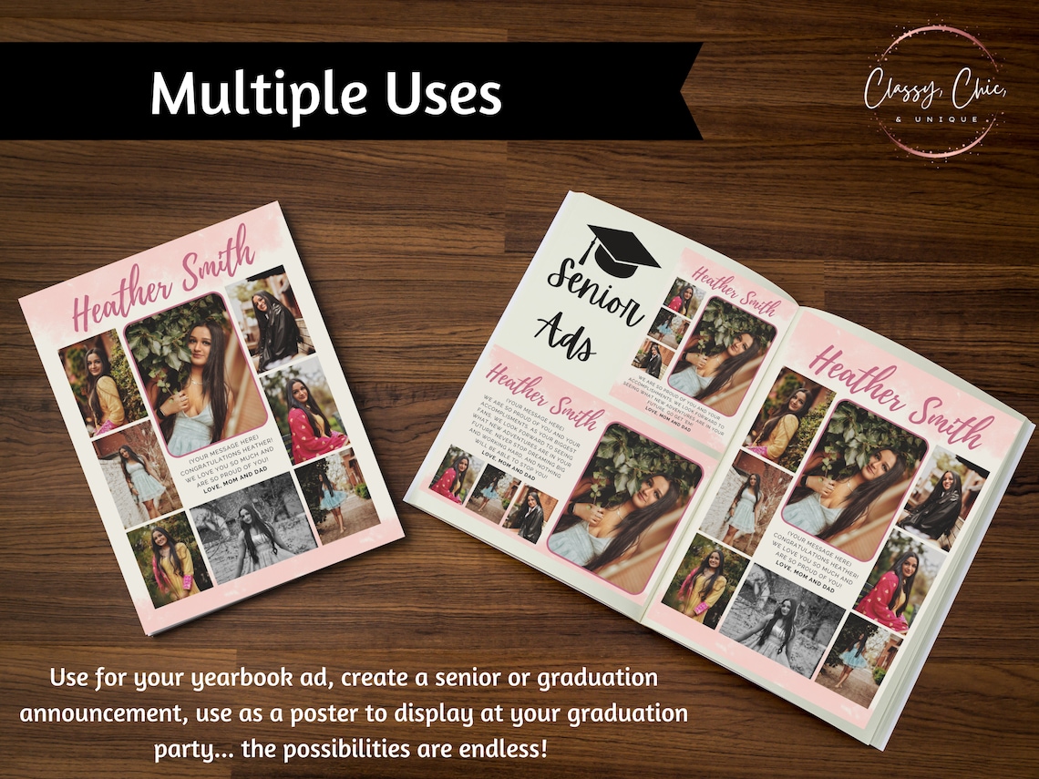 Senior Yearbook Ad Template Bundle, Full Page Senior Ad, Half Page ...