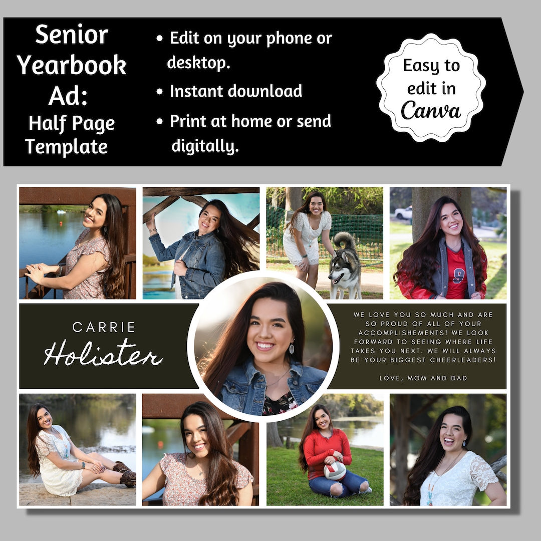 Senior Yearbook Ad, Half Page Senior Yearbook Ad, Senior Tribute Ad ...