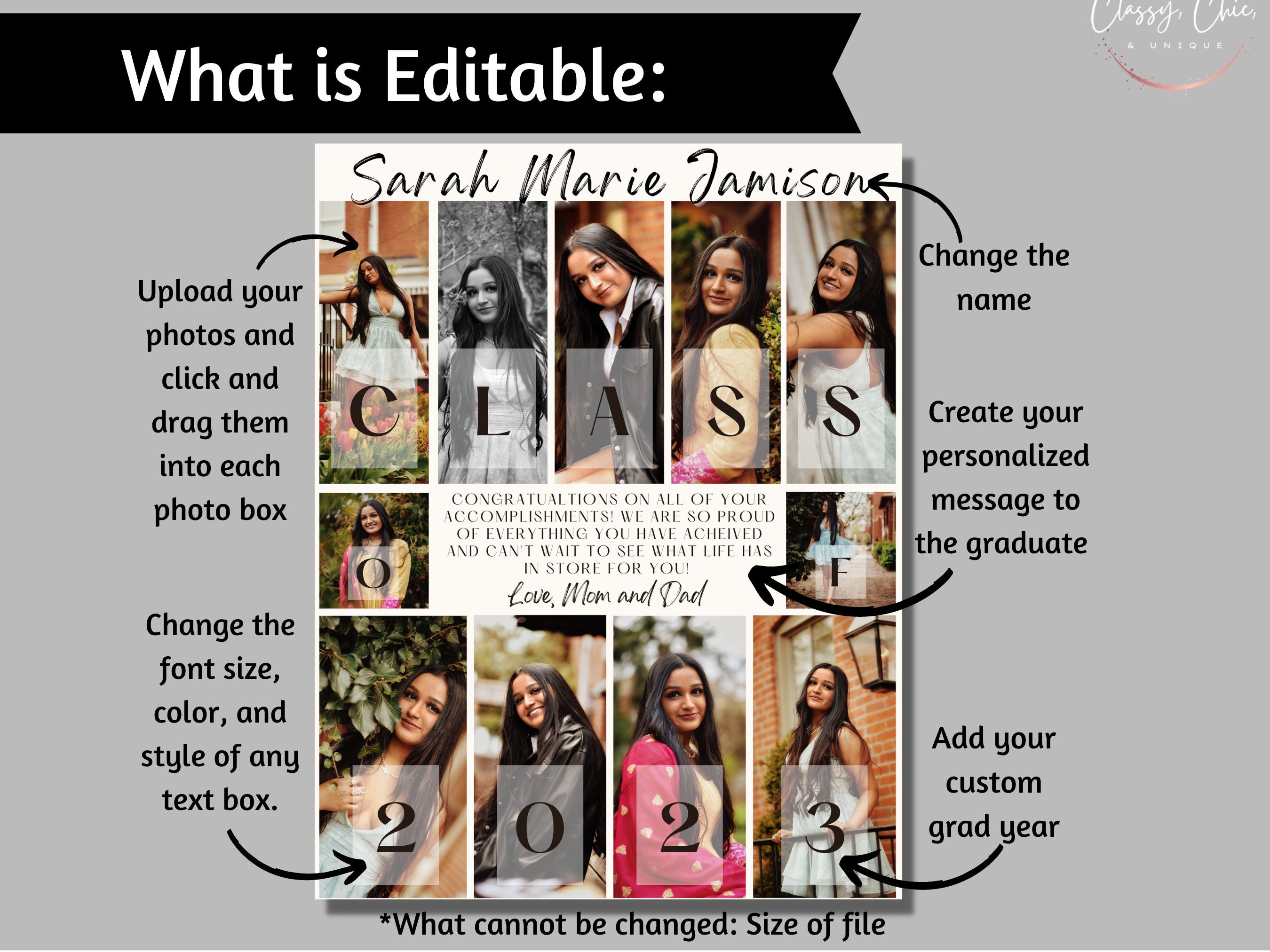 Full Page Senior Yearbook Ad, Editable Canva Template, 8.5" X 11" Photo ...
