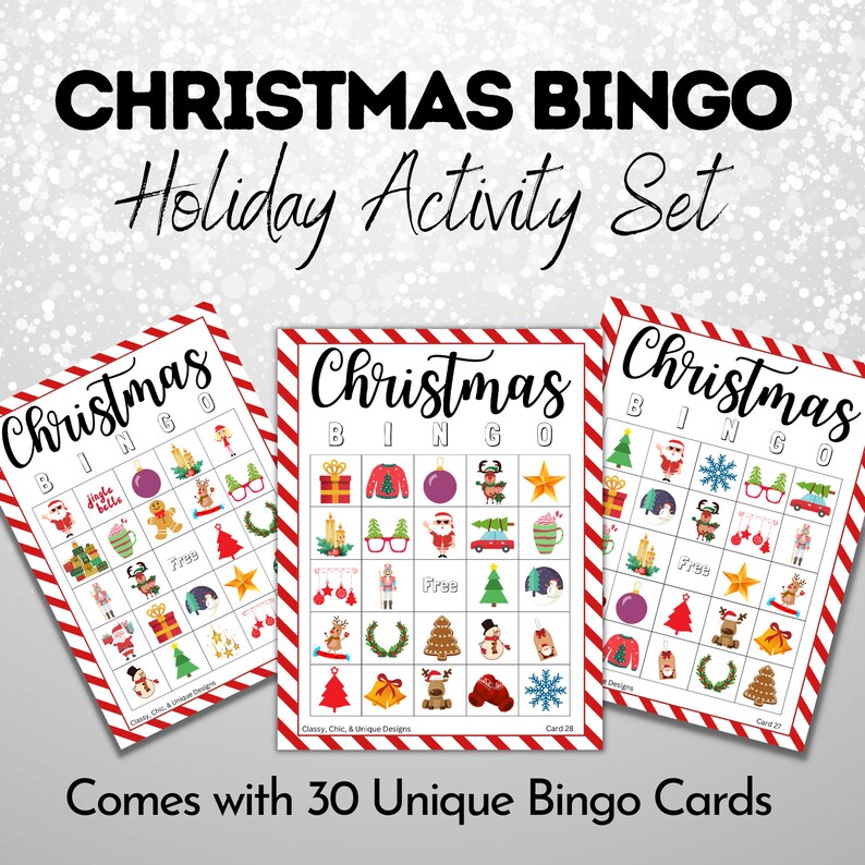 Christmas Bingo, 30 Unique Bingo Cards, Kids' Christmas Activity ...