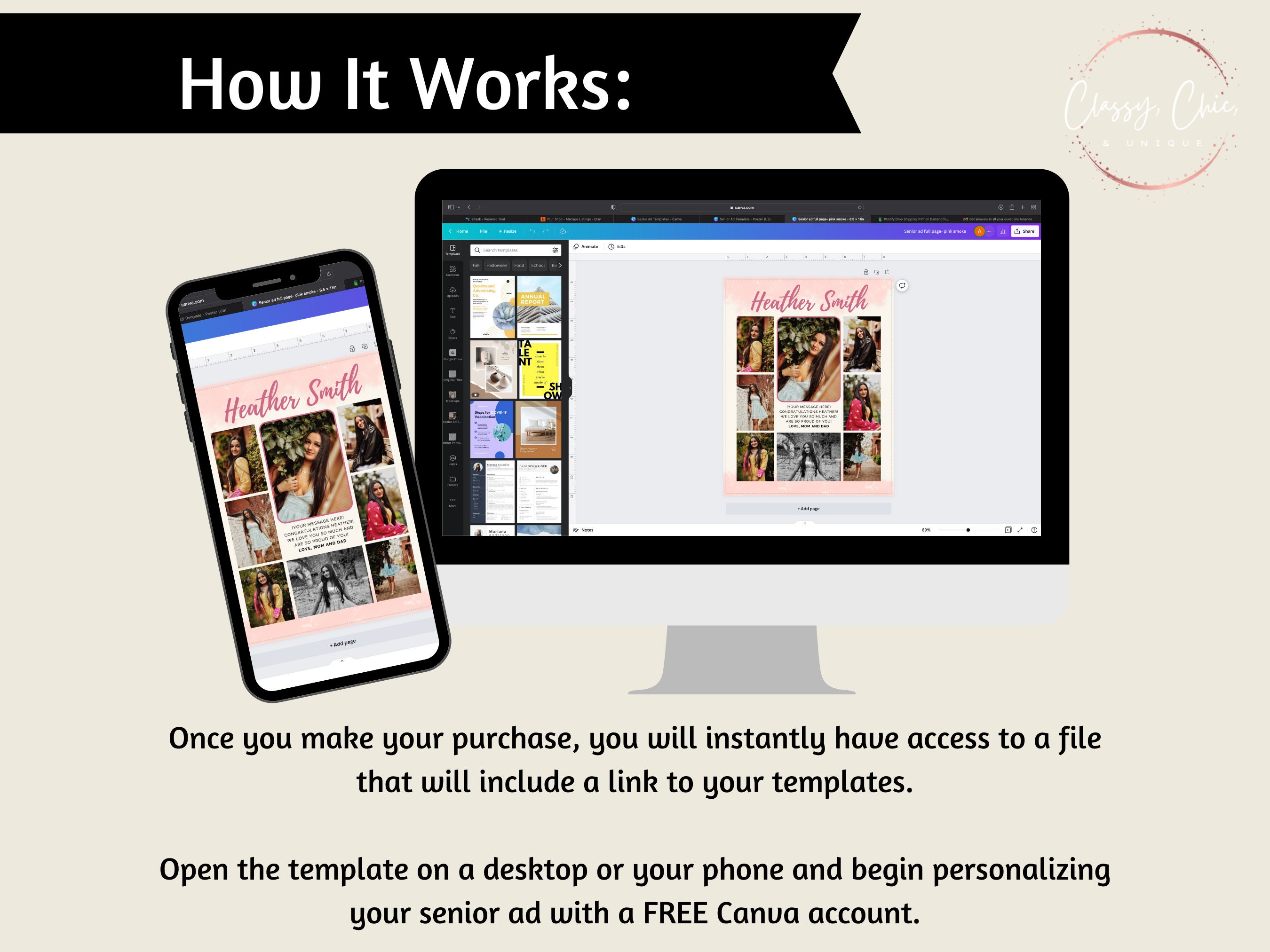 Senior Yearbook Ad Template Bundle, Full Page Senior Ad, Half Page ...