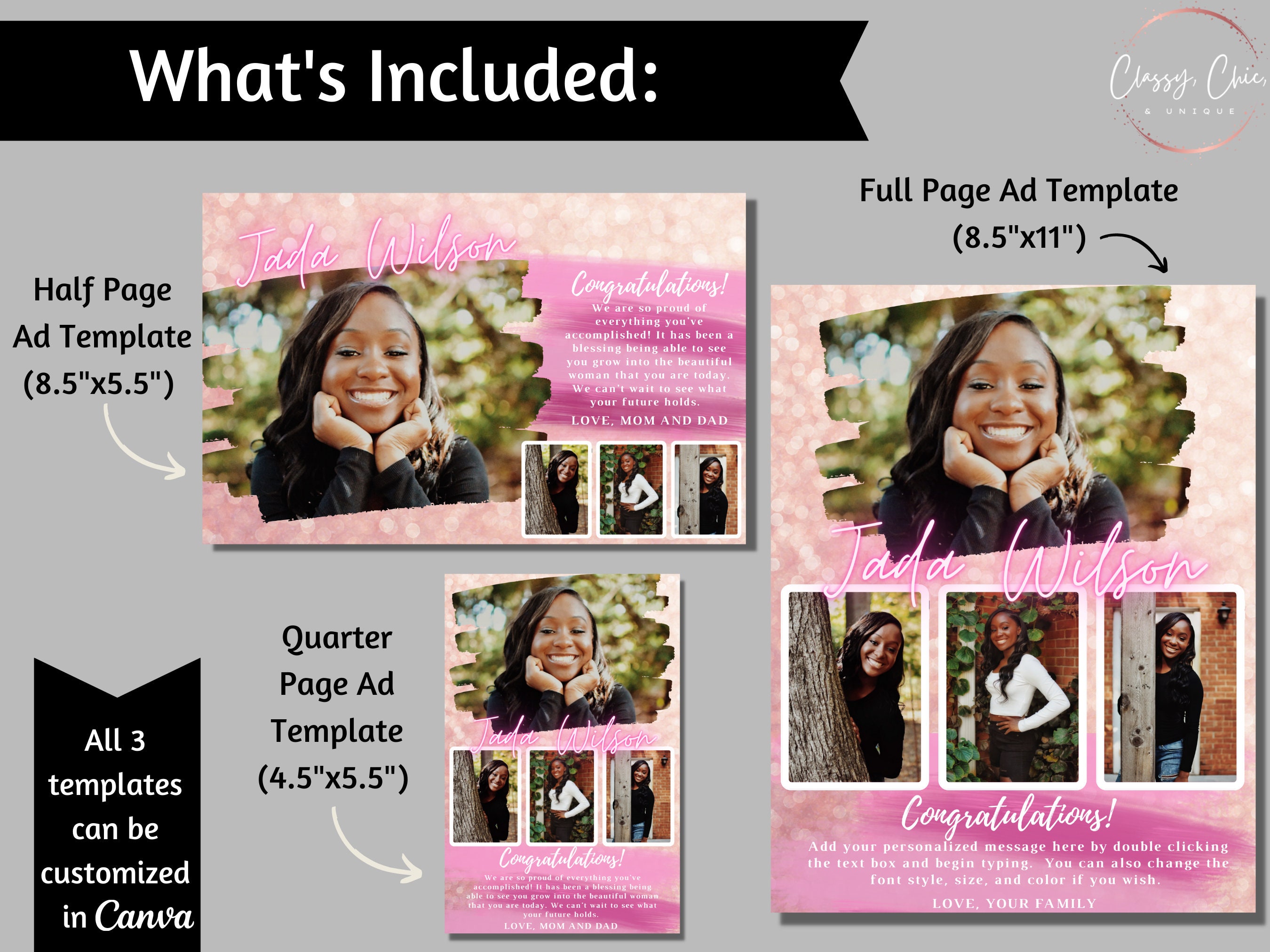 Senior Yearbook Template, Full Page Yearbook Ad, Yearbook Ad Template ...