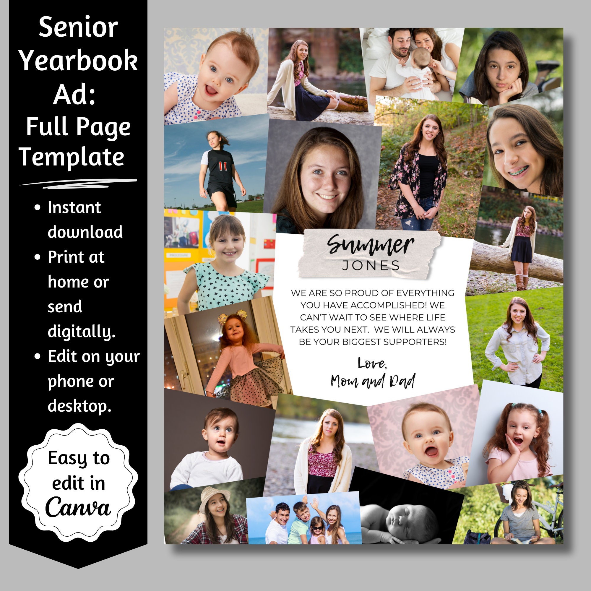 Full Page Senior Yearbook Ad Template, Yearbook Full Page, 8.5x11 ...