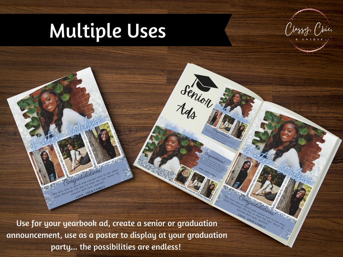 Senior Yearbook Ad Template Bundle, Full Page Senior Ad, Half Page ...
