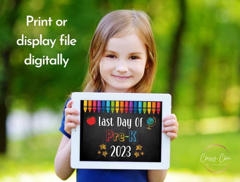 Printable Last Day of Pre-k Sign, Last Day of School Digital Download ...