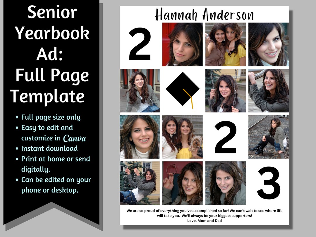Full Page Senior Yearbook Ad Template Yearbook Ad Full Page - Etsy