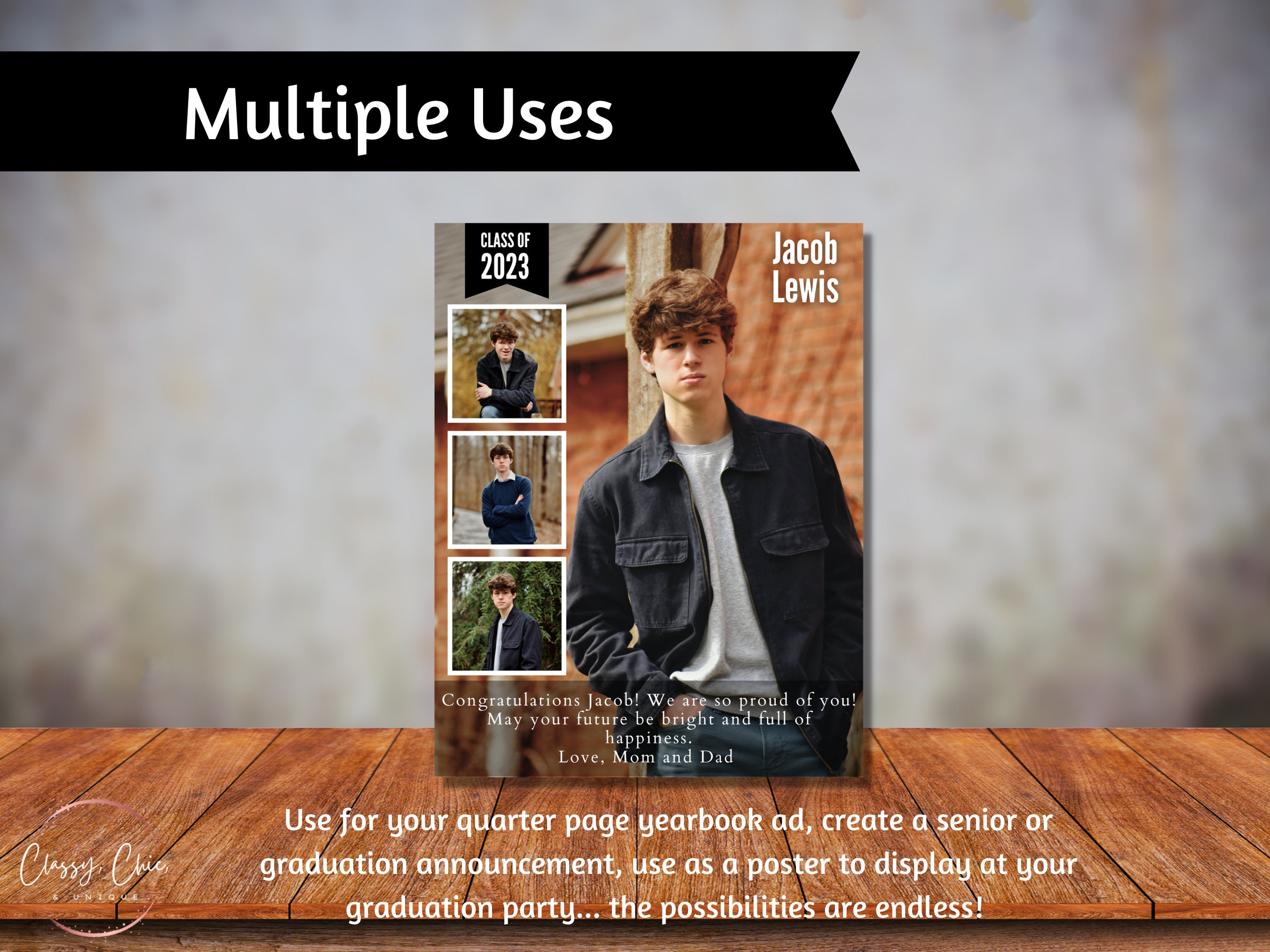 Senior Yearbook Ad, Quarter Page Senior Yearbook Ad, Senior Tribute Ad ...