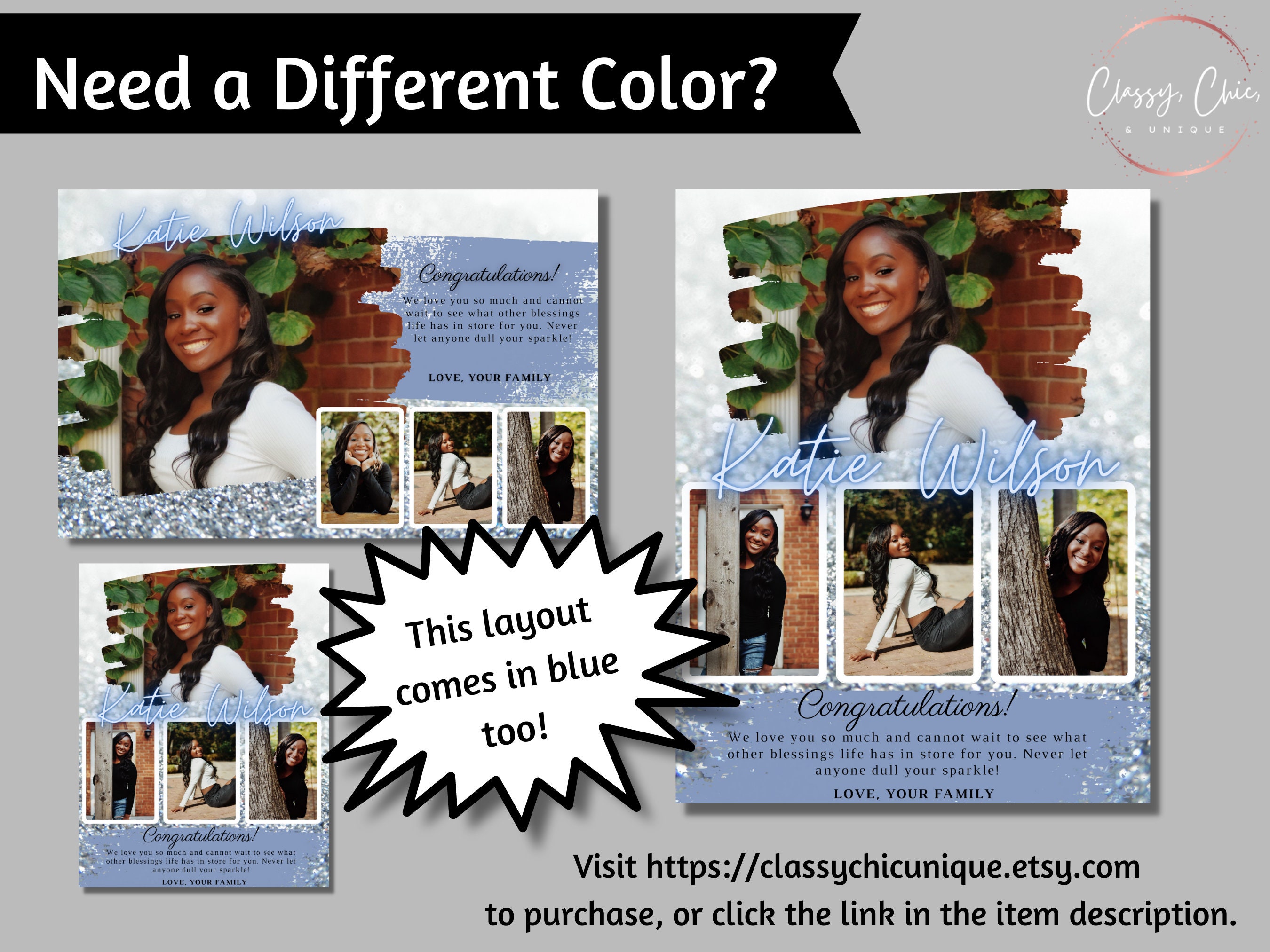 Senior Yearbook Ad Editable Canva Templates: Full, Half, and Quarter ...