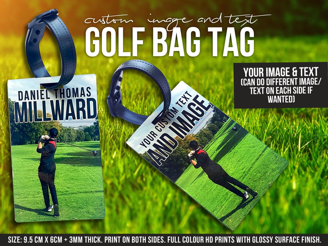 Golf Bag Tag Custom Image & Text Double Sided - Etsy