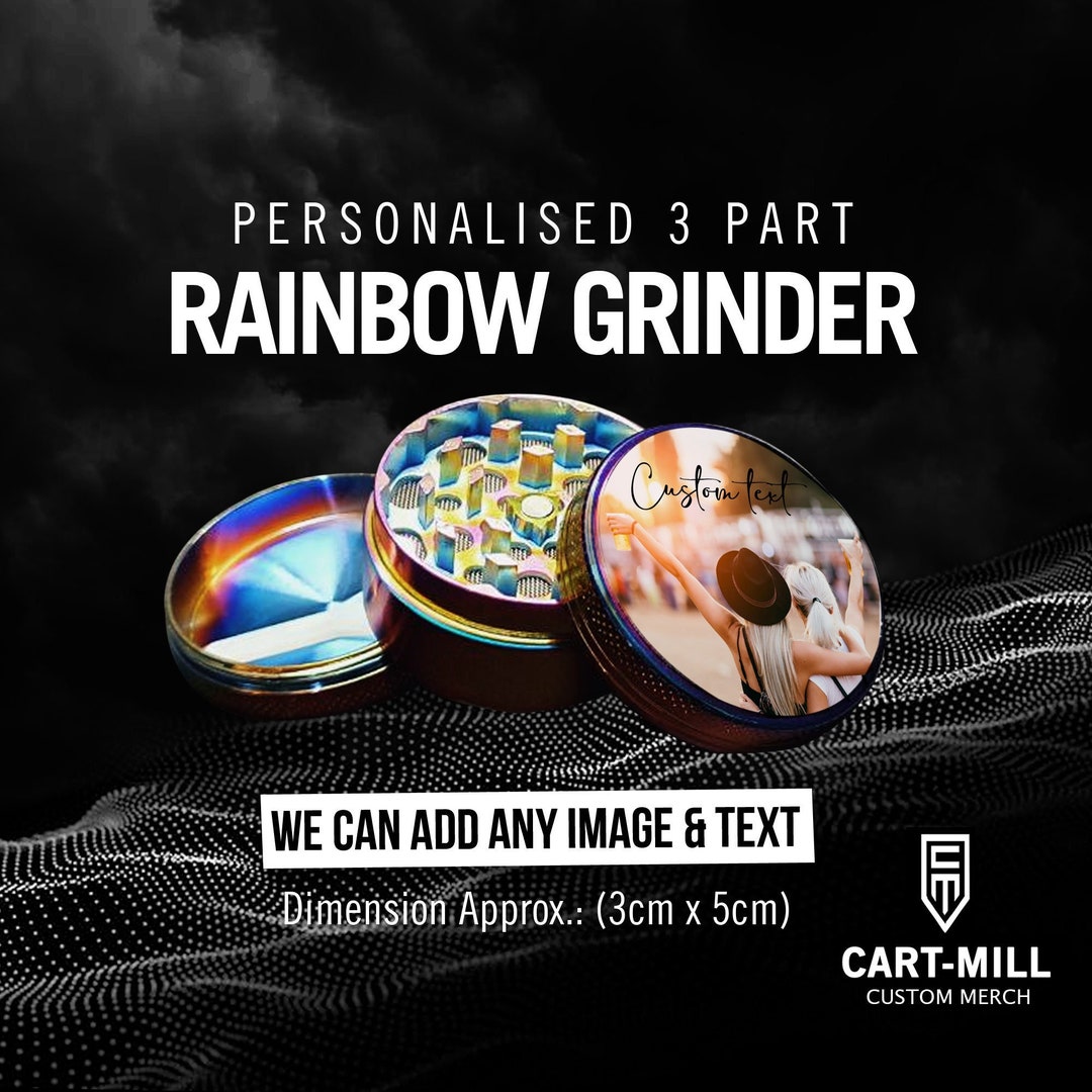 Custom Image & Text 3 Part 50mm Rainbow Grinder - Etsy
