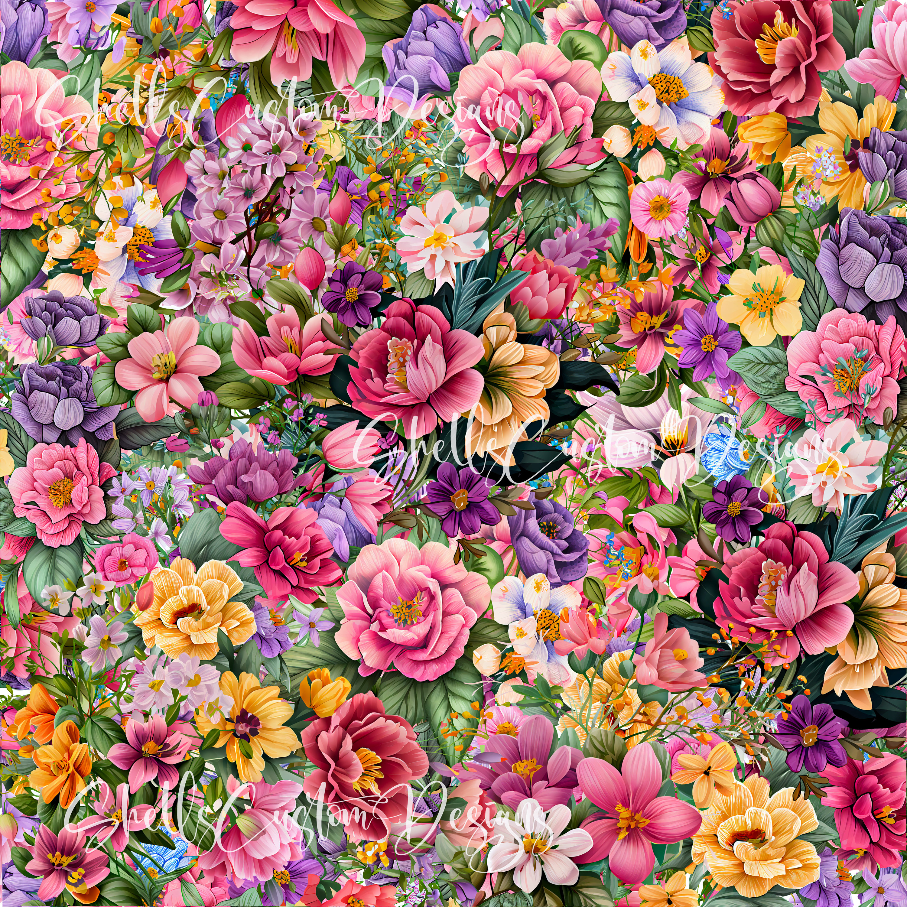 12 X 12 Printed Pattern Bright Spring Blooms - Etsy