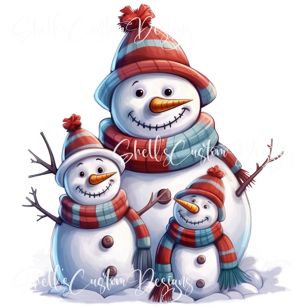 Printed Decal Vinyl Cute Snowmen Family - Etsy
