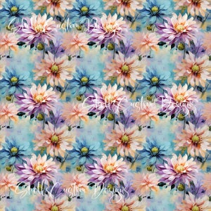 12 X 12 Printed Pattern Vinyl Flowers Floral Dahlia Painted Purple ...