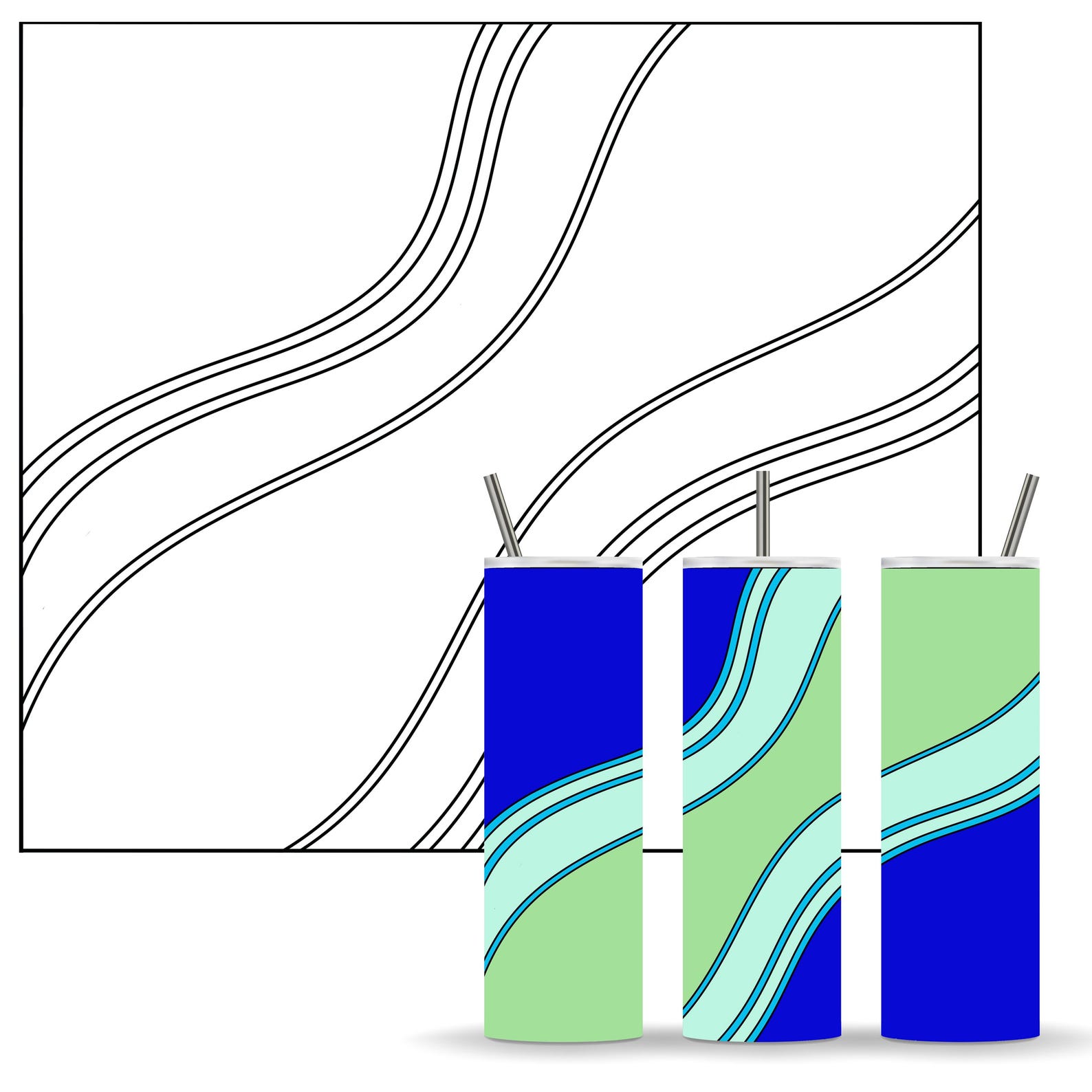 Center Waves Tumbler Template SVG Cut File - Etsy