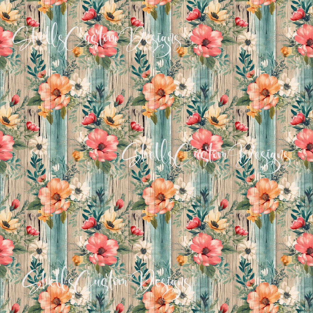 12x12 Printed Vinyl Floral Flowers Distressed Wood Blooms - Etsy