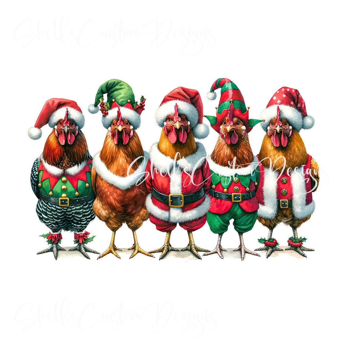 Printed Decal Vinyl Sticker Christmas Winter Chickens Hens Rooster Farm ...