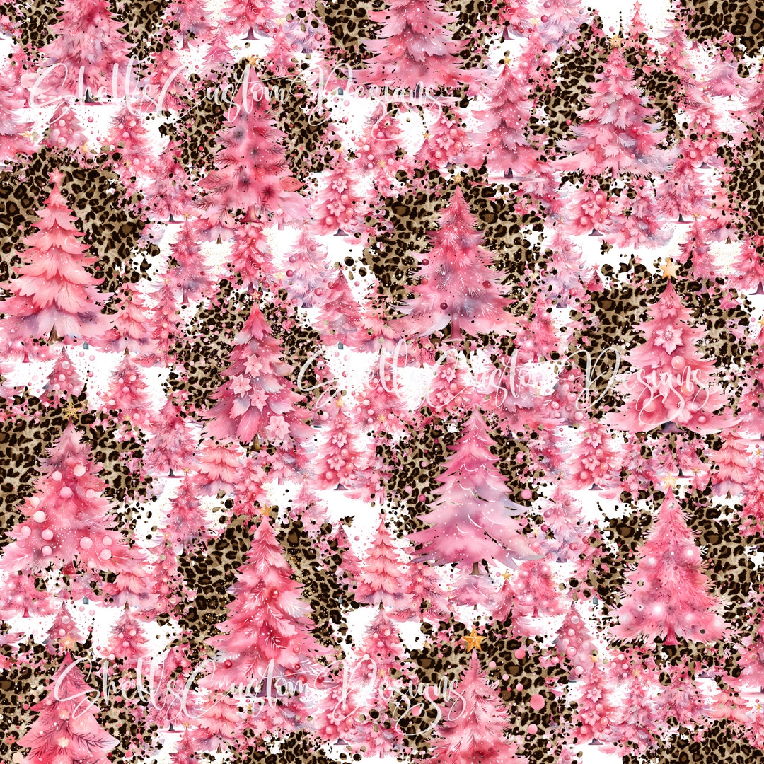12x12 Printed Vinyl Pink Pine Tree Forest Leopard Cheetah - Etsy