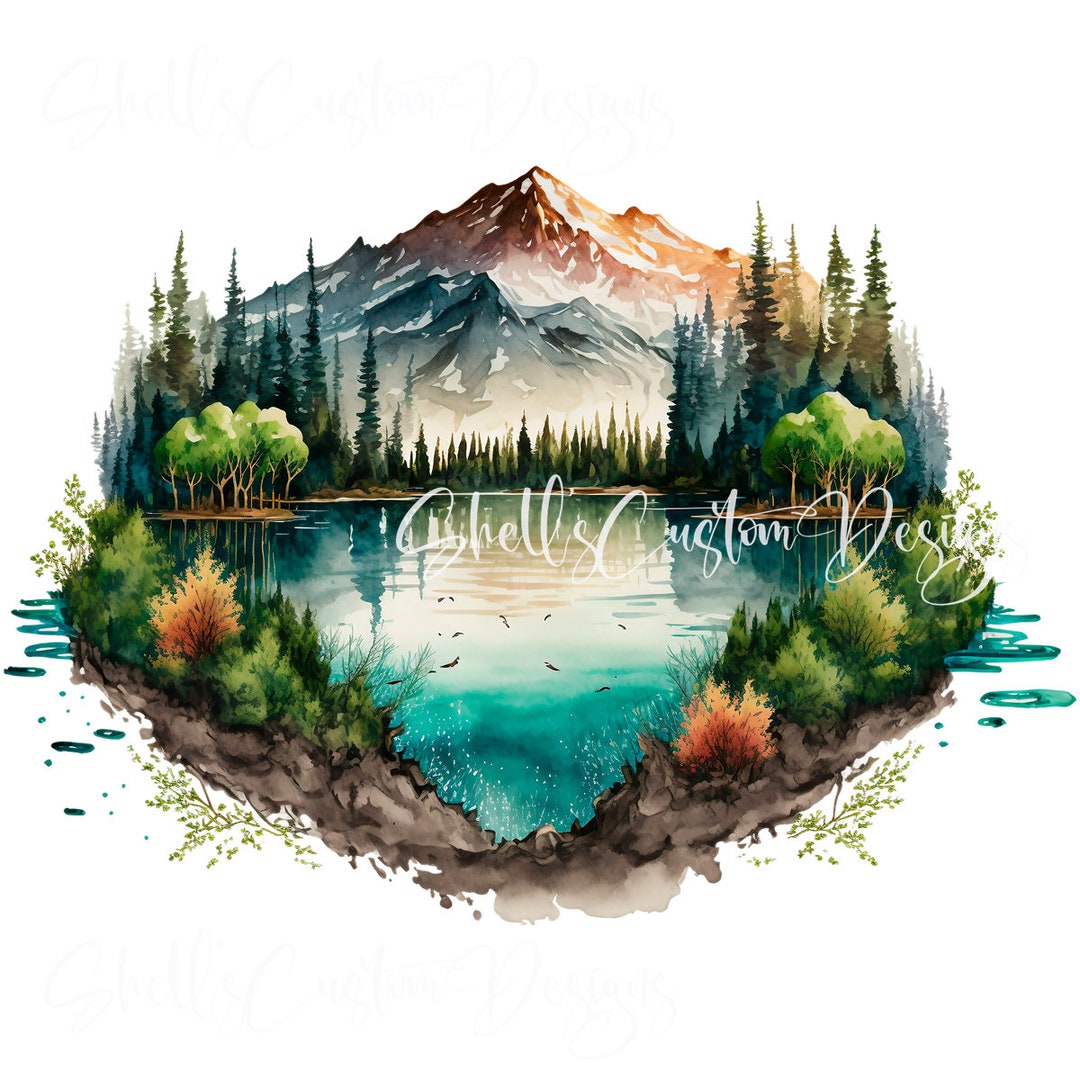 Nature Mountain Lake Scene Printed Decal - Etsy