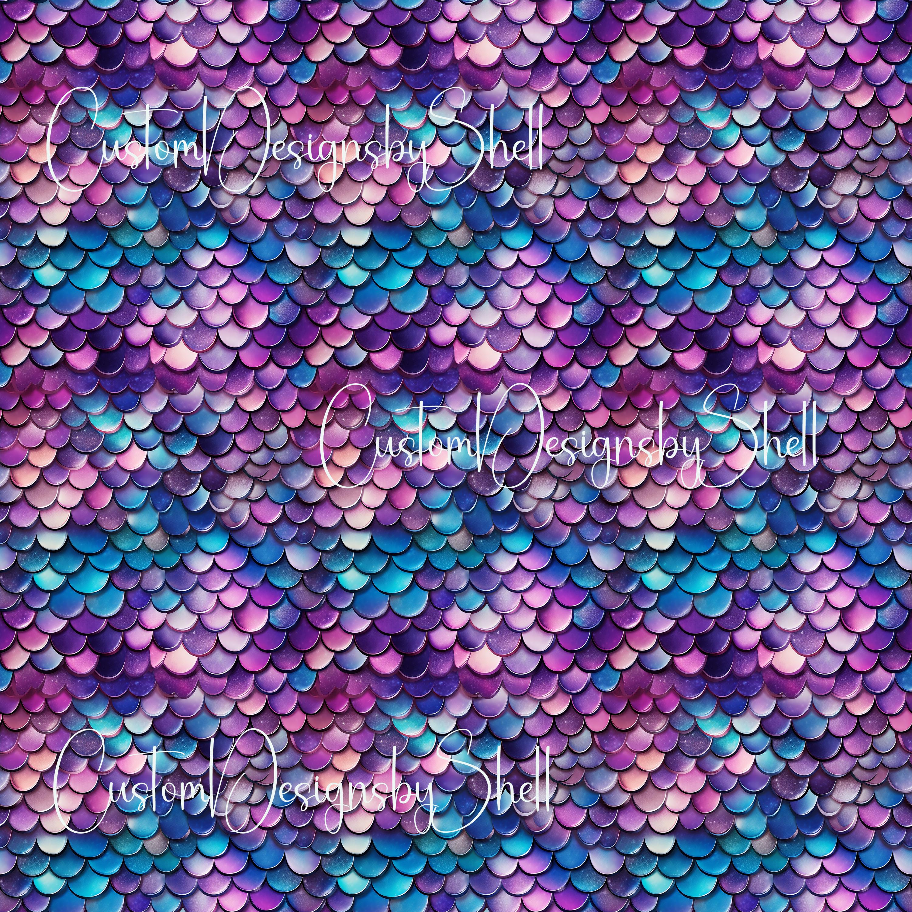 12x12 Printed Vinyl Rainbow Fantasy Mermaid Dragon Fish Scales Purple ...