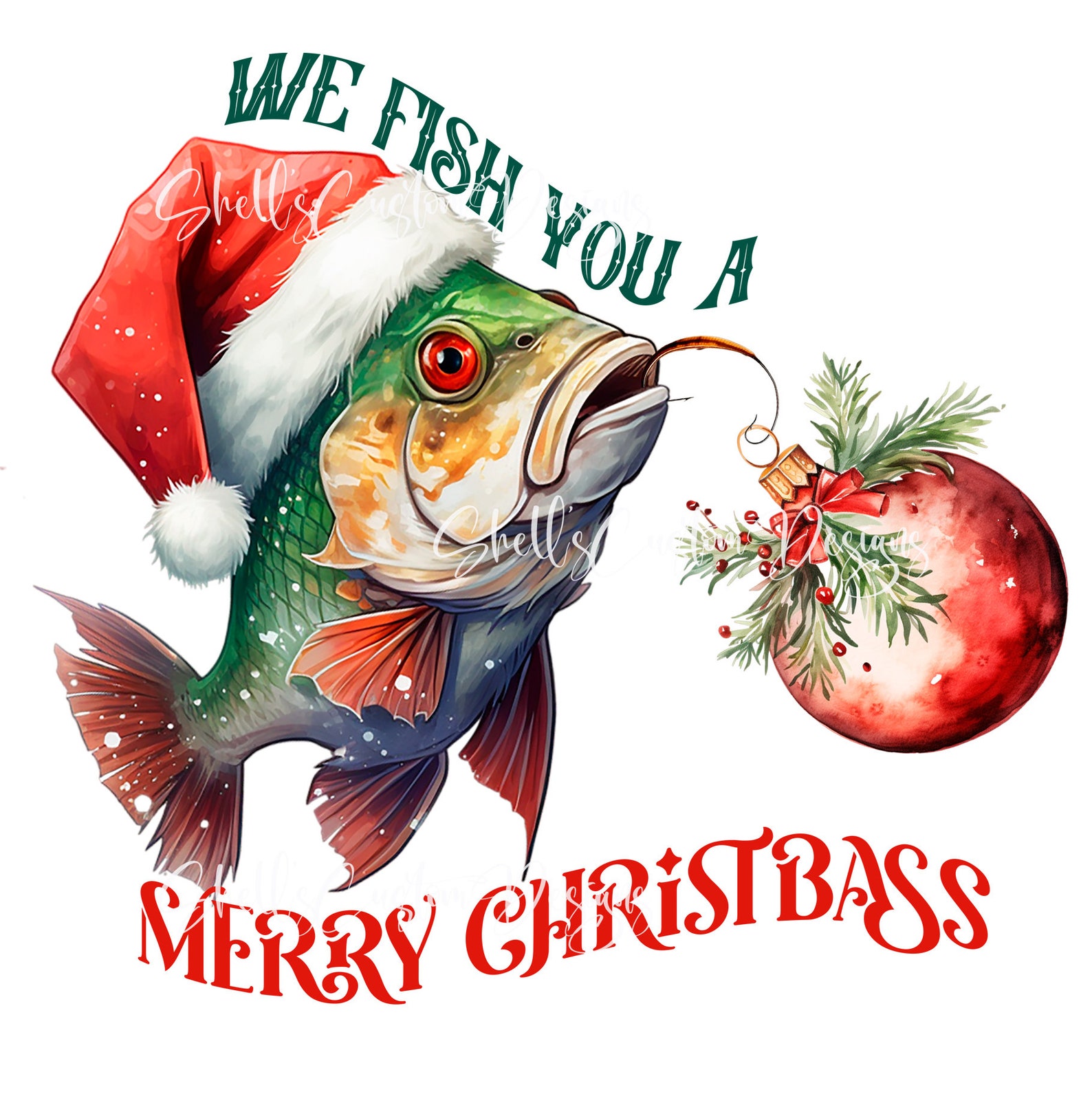 We Fish You a Merry Christmas Green Funny Clear Vinyl - Etsy