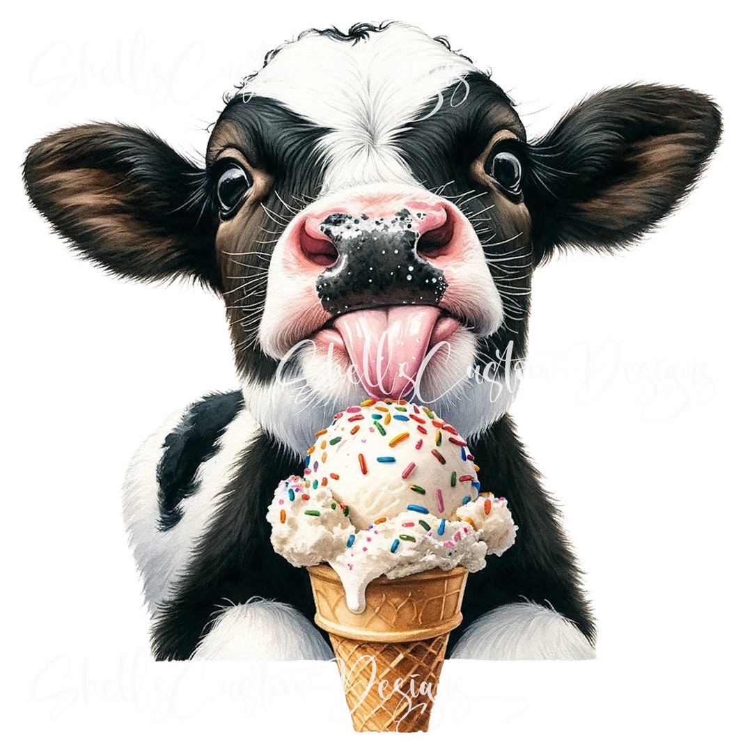 Printed Decal Vinyl Sticker Baby Cow Ice Cream Heffer Farm - Etsy