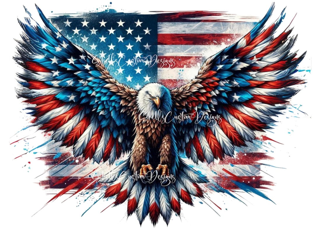 Bald Eagle American Flag Vinyl Decal Micro Glitter Red White Blue ...