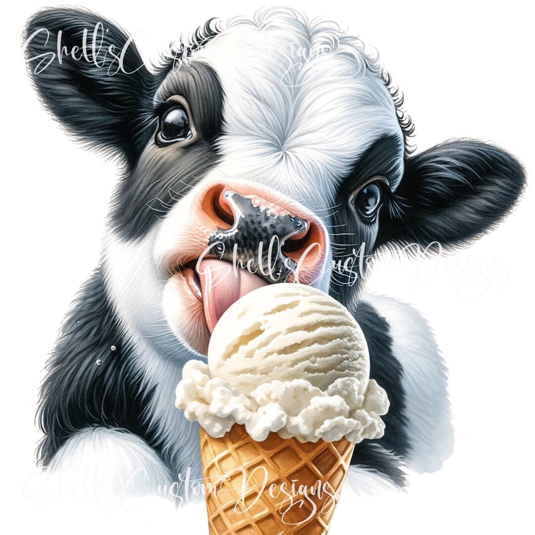 Printed Decal Cow Ice Cream Heffer Farm Baby - Etsy
