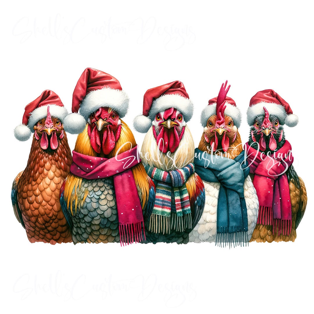 Printed Decal Vinyl Sticker Christmas Winter Chickens Hens Rooster Farm ...